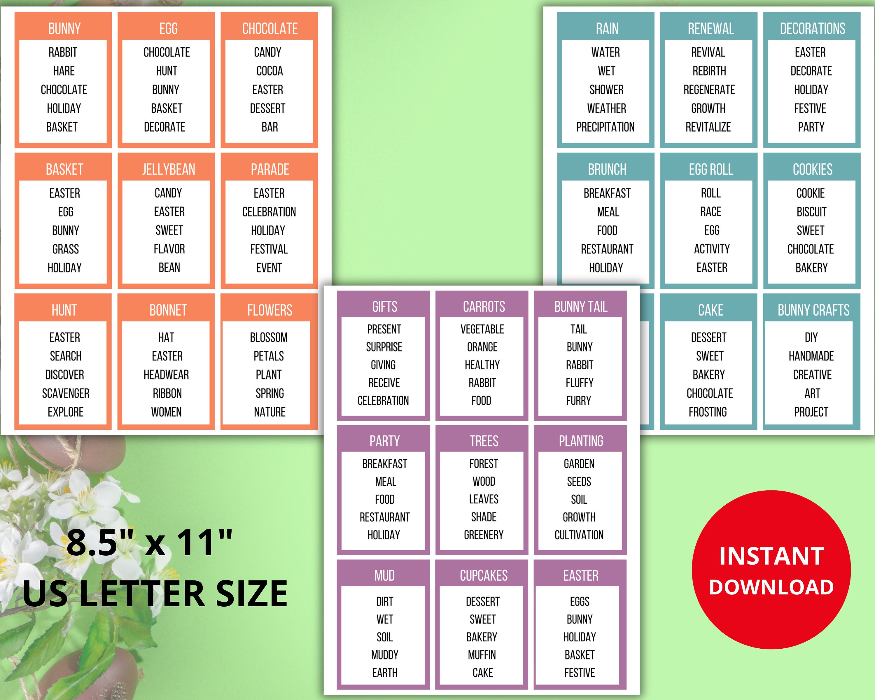 Easter Taboo Cards,easter Party Game,easter Activity,easter Taboo Word ...