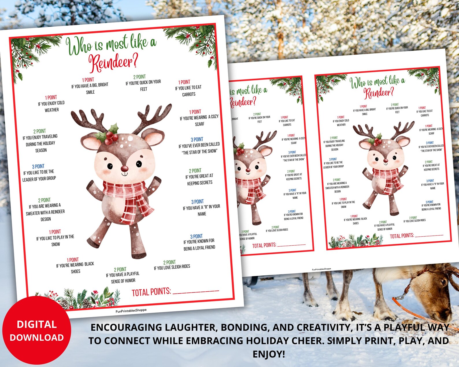 Who is Most Like Reindeer Game,holiday Reindeer Trivia,christmas Party ...