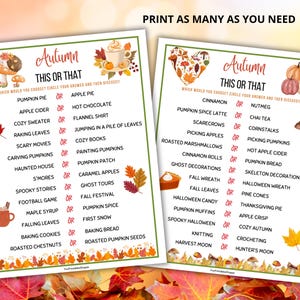 Fall This or That,fall Trivia,autumn Party Game,fall Time Activities ...