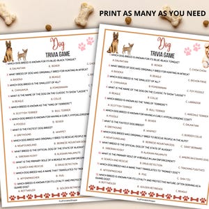 Dog Trivia Game,pets Trivia Game,animal Trivia,dog Party Game,pets ...