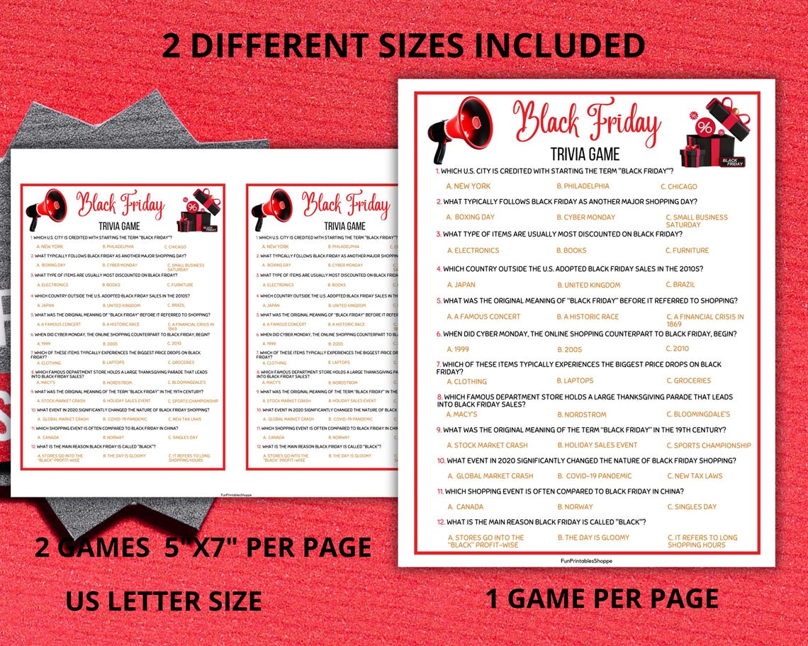 Black Friday Trivia,november Trivia Game,month Trivia Game,november ...