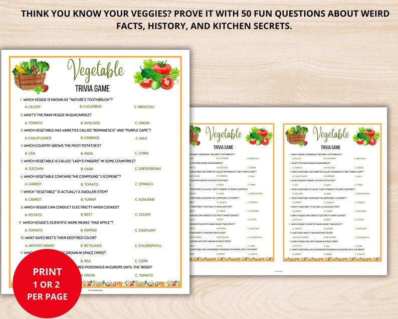 Vegetable Trivia Game,food Trivia,veggies Quiz,plant Trivia,nature ...