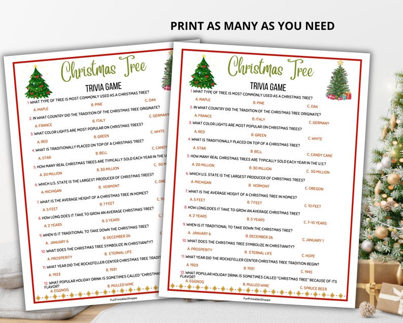 Christmas Tree Trivia,christmas Trivia,christmas Tree Quiz,holiday ...