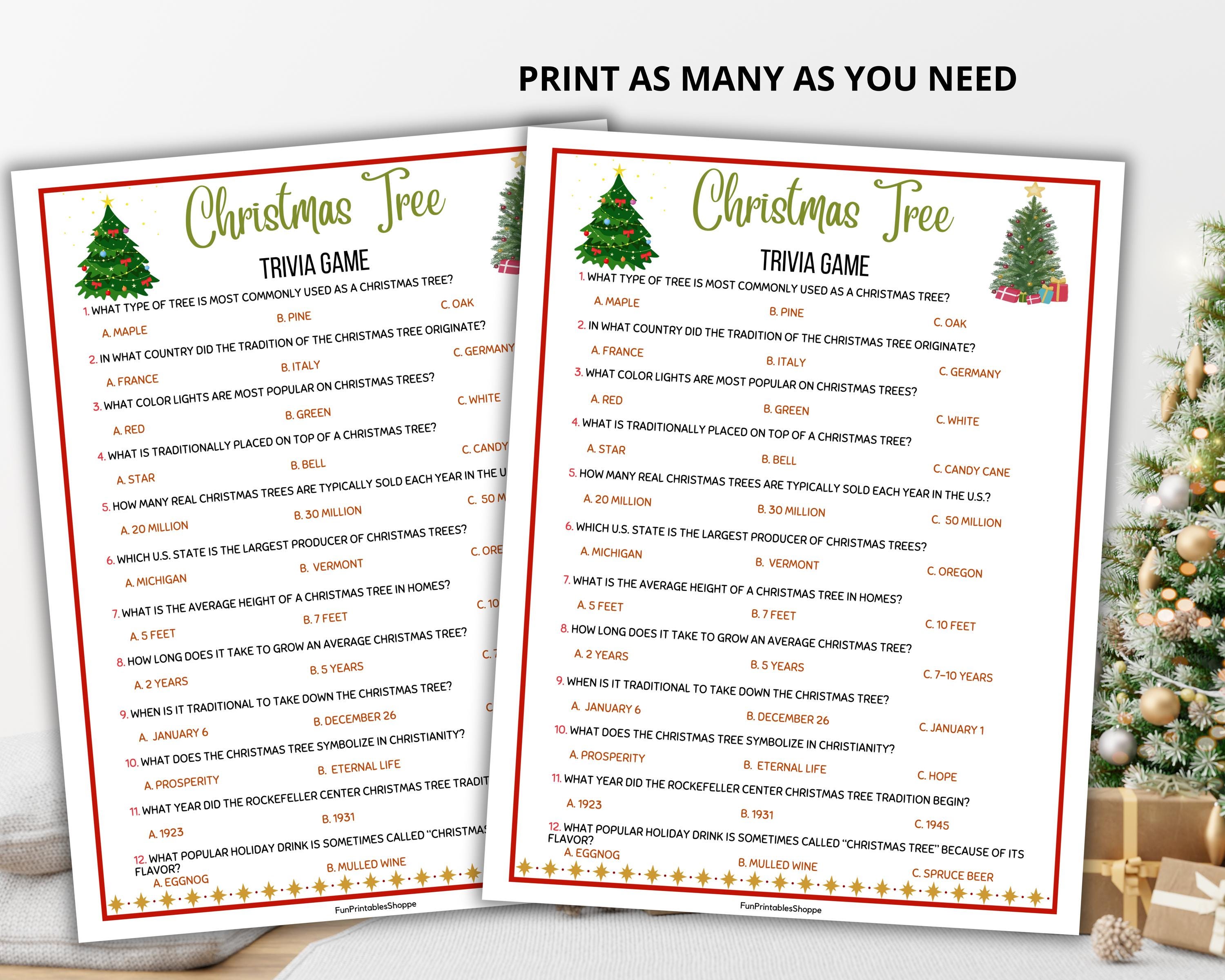 Christmas Tree Trivia,christmas Trivia,christmas Tree Quiz,holiday ...