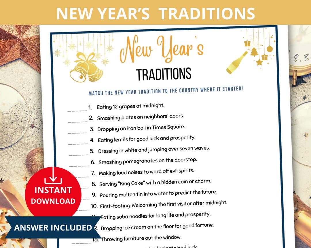 New Year's Eve Tradition Game,new Year Tradition Around the World, New ...