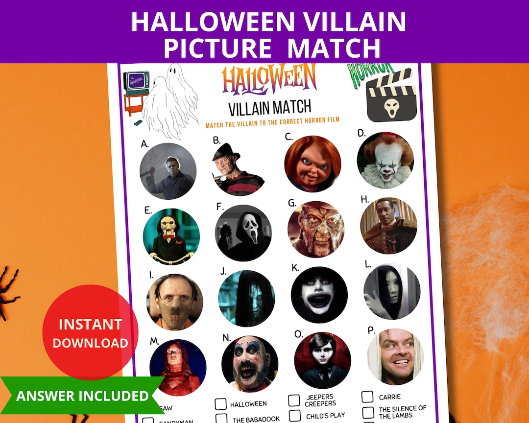 Halloween Villain Match Game,spooky Halloween,villain Trivia,halloween ...