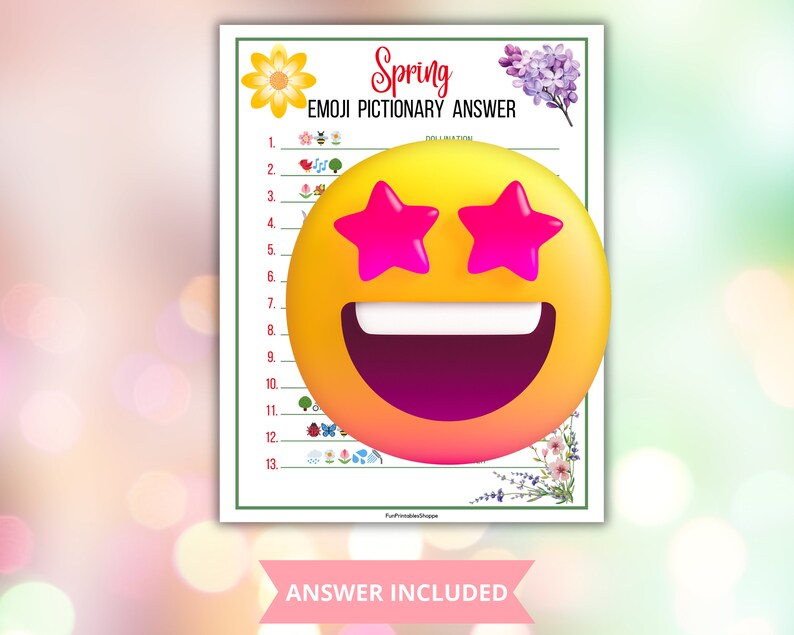 Spring Emoji Game, Spring Party Game, Spring Season Game,family Game ...