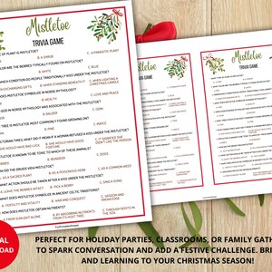 Christmas Trivia Game,mistletoe Trivia,xmas Questions,christmas Party ...