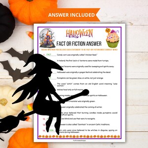 Halloween Fact or Fiction,halloween True or False,halloween Party Game ...