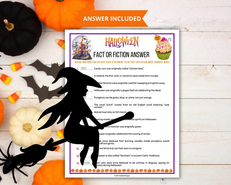 Halloween Fact or Fiction,halloween True or False,halloween Party Game ...