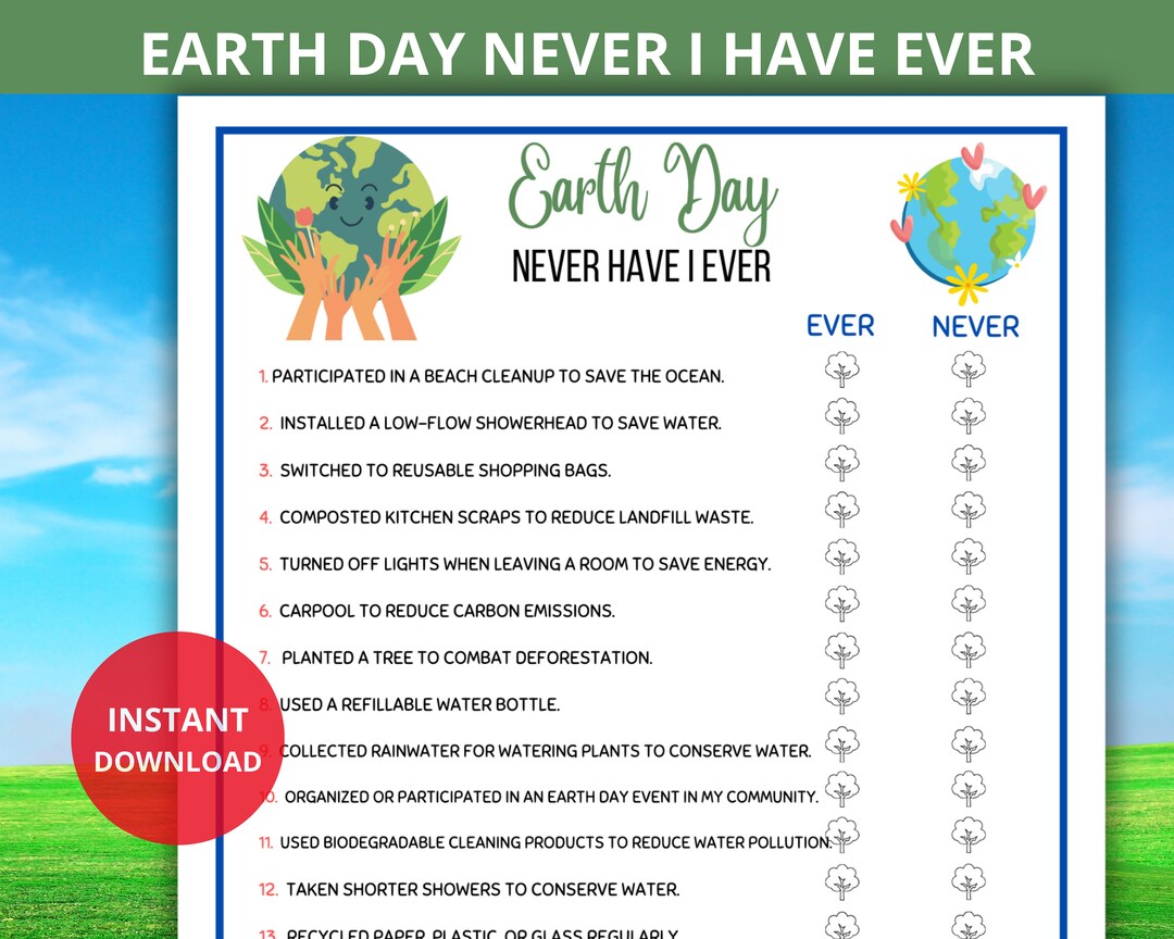 Never Have I Ever Earth Day,earth Day,printable, Games for Couples ...