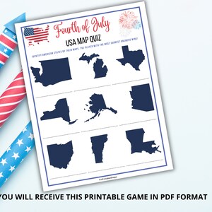 United States Map Quiz,patriotic Trivia,4th of July Activity,us ...