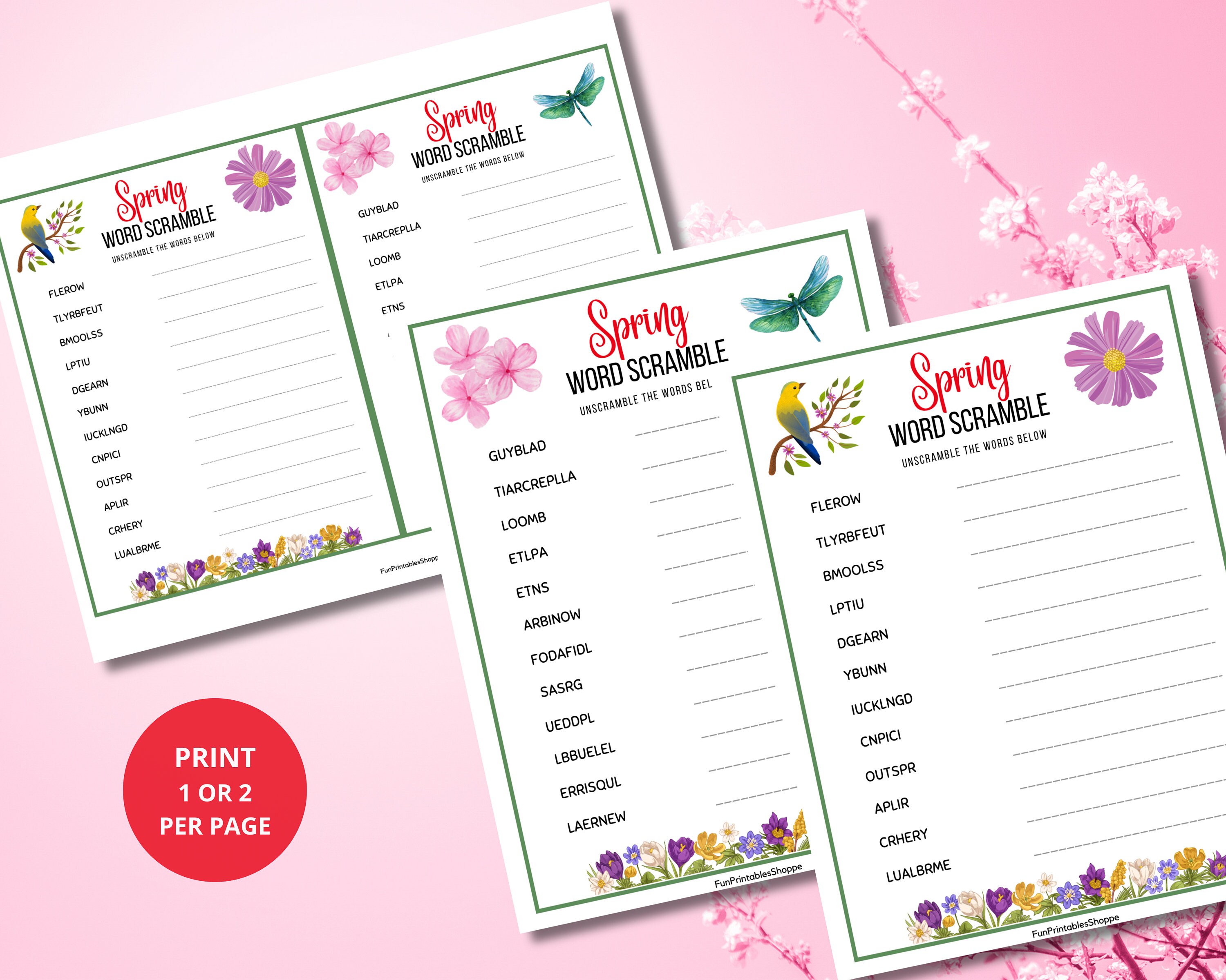 Spring Word Scramble, Springtime Games,spring Activities for Kids, Word ...
