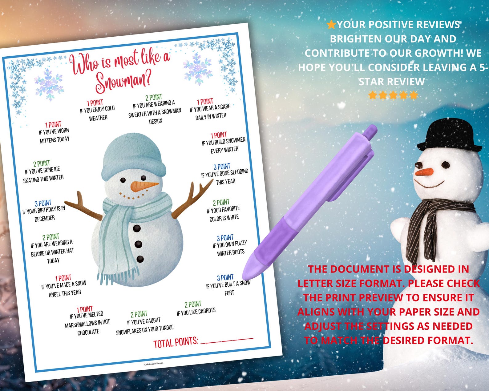 Who is Most Like a Snowman,snowday Trivia Game,who is Most Like Frosty ...