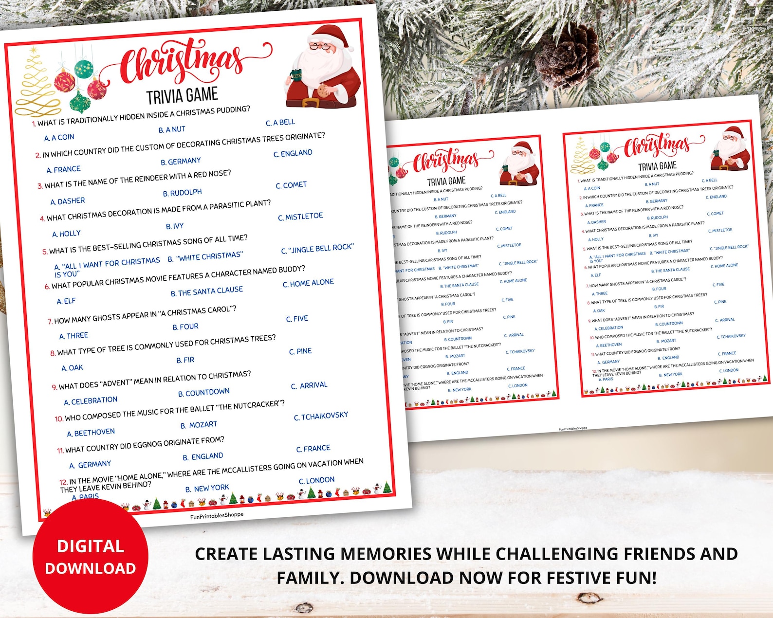 Christmas Trivia Game,holiday Trivia Questions,fun Christmas Quiz ...