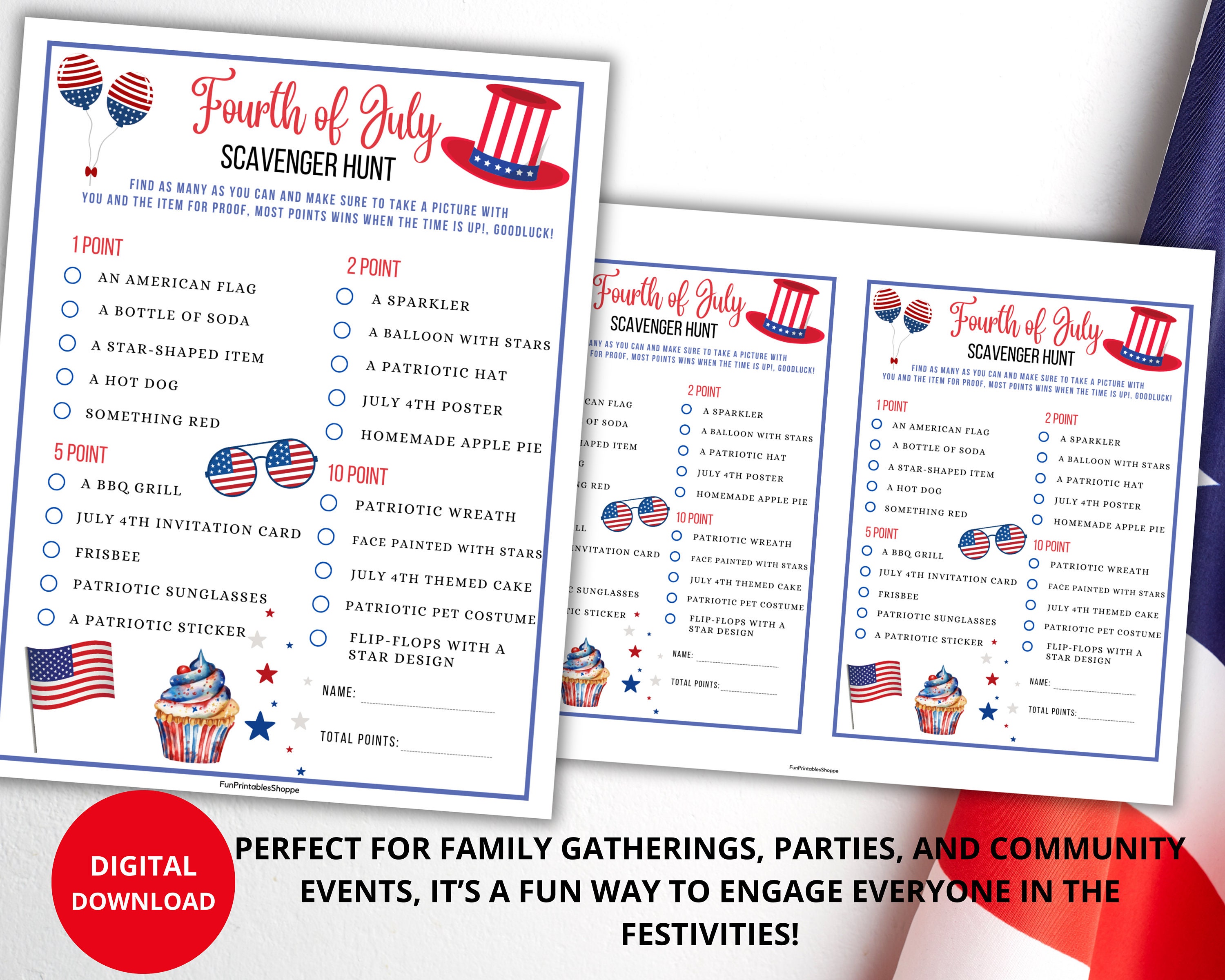 Fourth of July Scavenger Hunt,patriotic Scavenger Hunt,july 4th Party ...