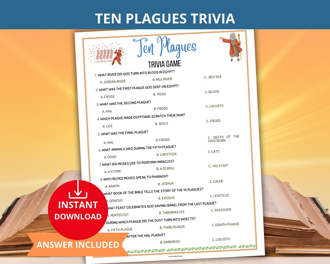 Ten Plagues Trivia,10 Plagues Trivia,moses Sunday Bible Games,old ...