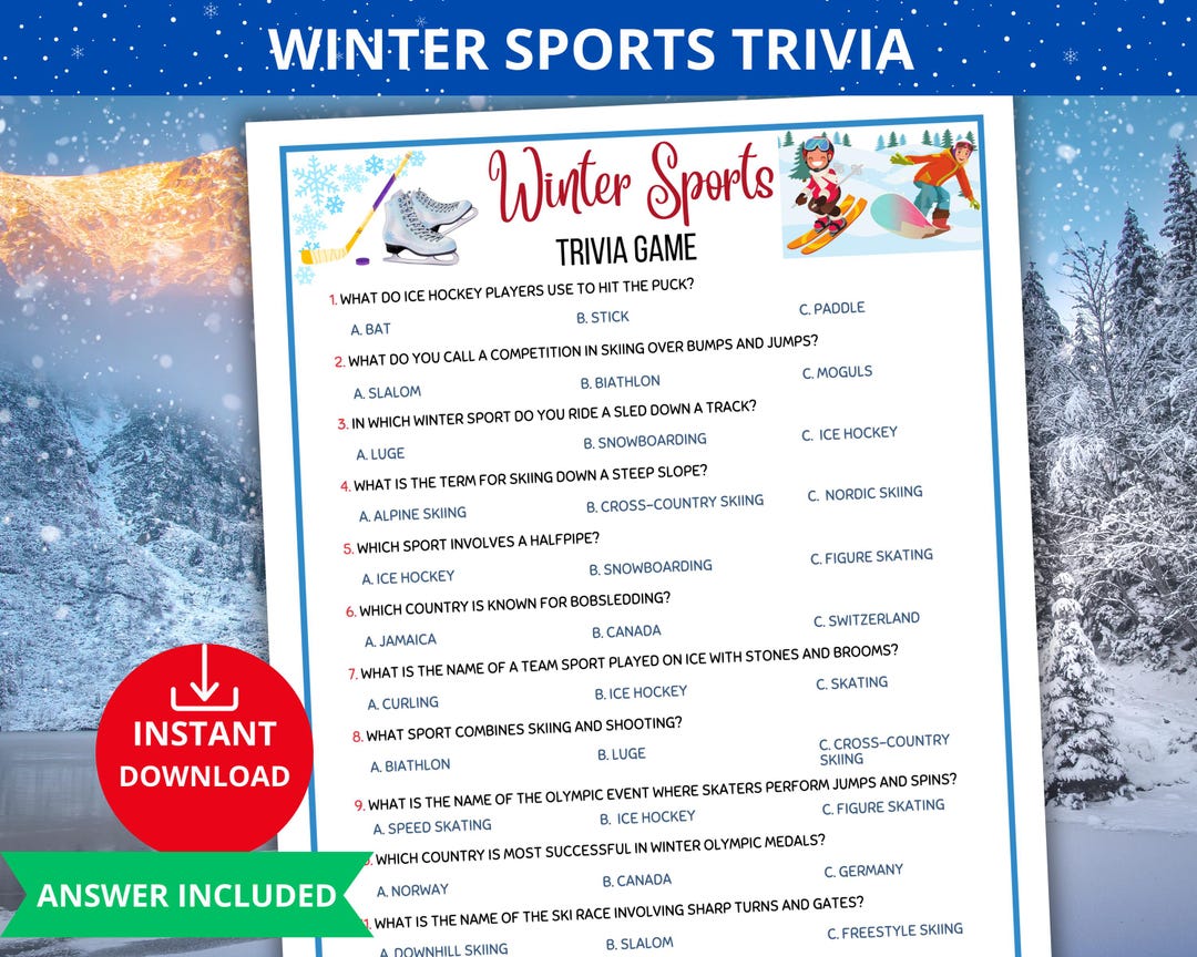Winter Sports Trivia,winter Trivia Game,sports Trivia Game,sports Theme ...