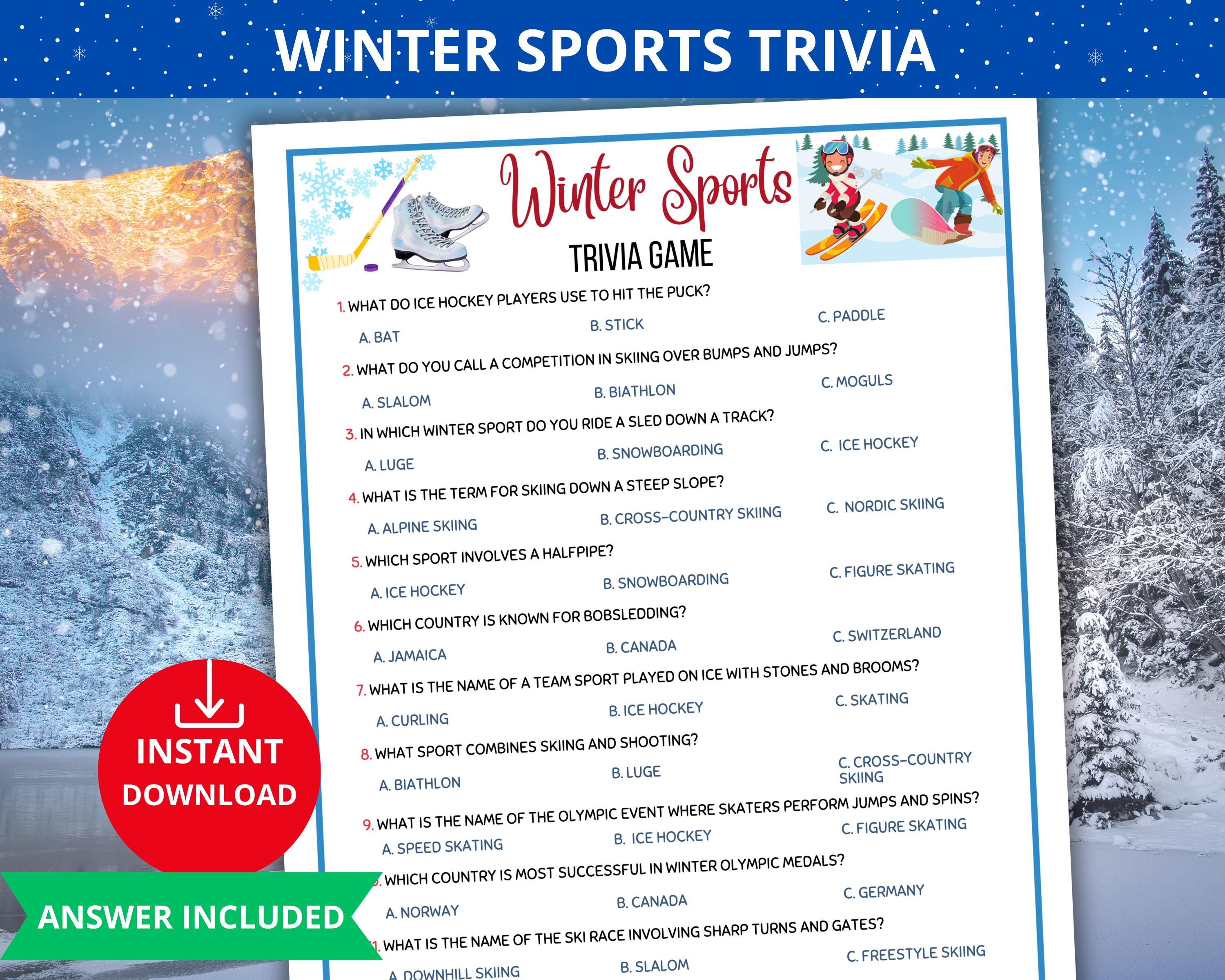 Winter Sports Trivia,winter Trivia Game,sports Trivia Game,sports Theme ...