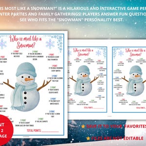 Who is Most Like a Snowman,snowday Trivia Game,who is Most Like Frosty ...