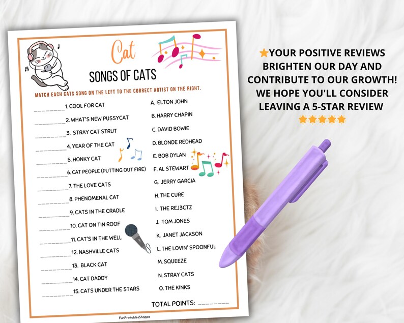 Songs of Cats Matching Game,cats Trivia,cats Song Match,pets Music Quiz ...