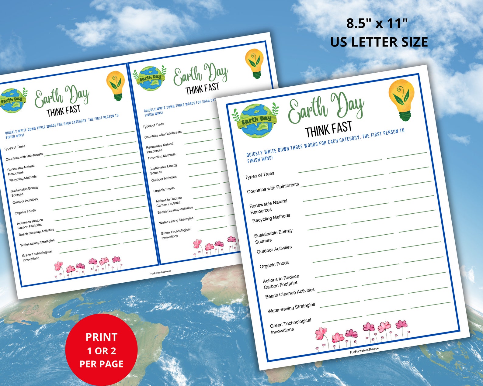 Earth Day Think Fast Game,think Fast Game,spring Activity,earth Day for ...