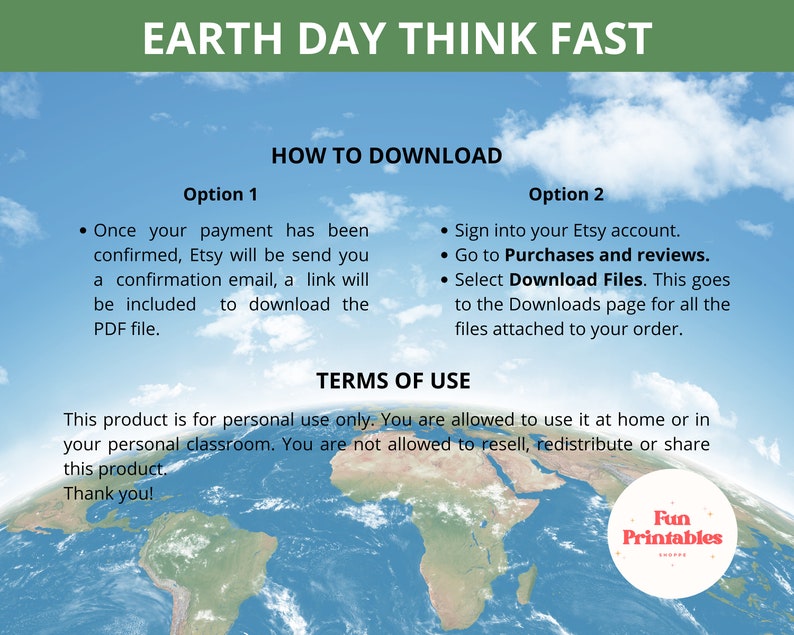 Earth Day Think Fast Game,think Fast Game,spring Activity,earth Day for ...