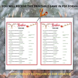 Reindeer Trivia Game,reindeer Quiz,christmas Party Game,christmas Quiz ...