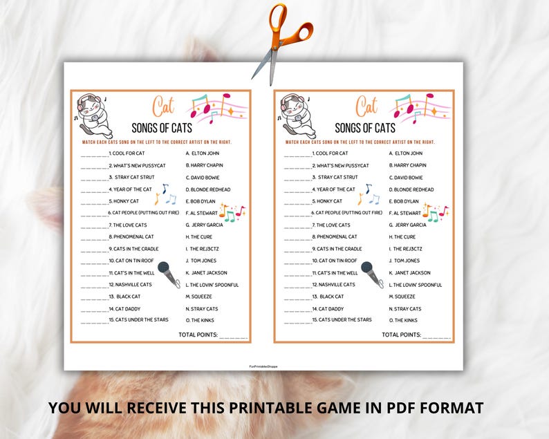 Songs of Cats Matching Game,cats Trivia,cats Song Match,pets Music Quiz ...