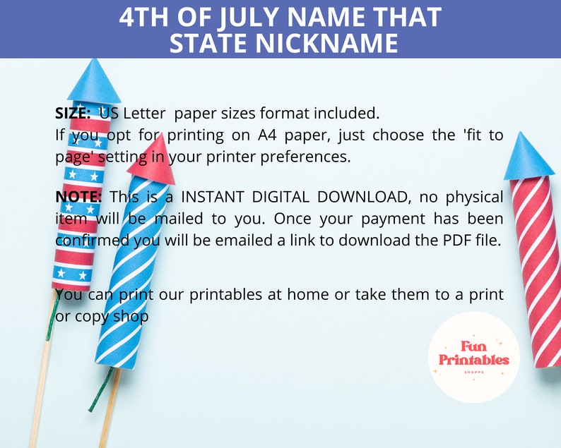 4th of July State Nickname Game,fourth of July Name That U.S. State ...