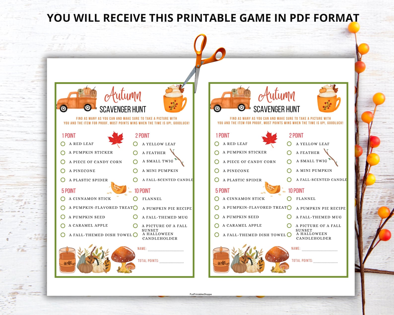 Fall Scavenger Hunt,fall Treasure Hunt,season Scavenger Hunt,fall Party ...