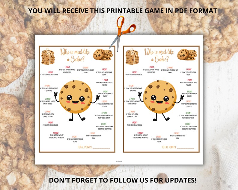 Who is Most Like a Cookie,cookie Trivia Game,cookie Party Game,cookie ...