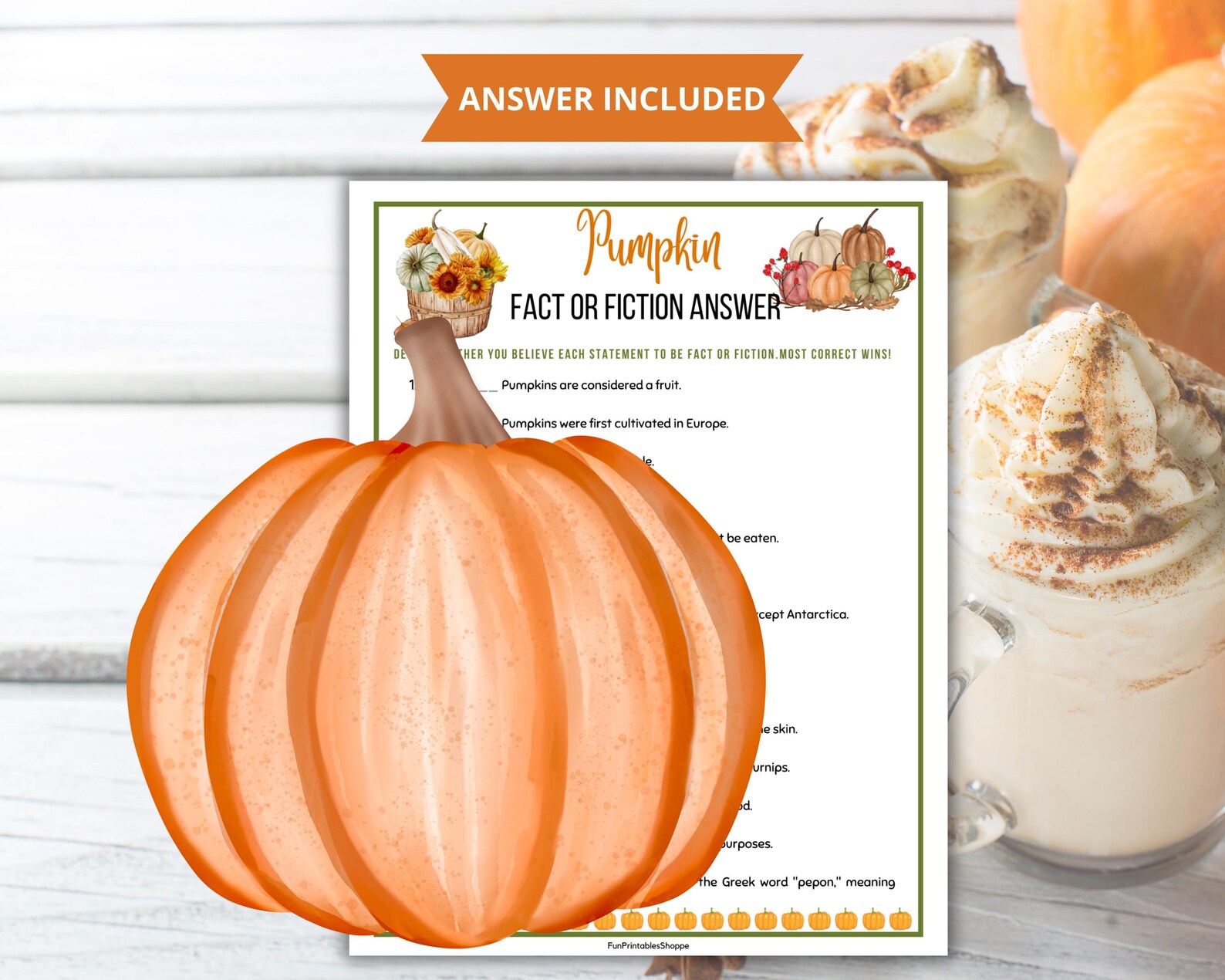 Pumpkin Trivia,pumpkin Fact or Fiction,fall Party Games,true or False ...