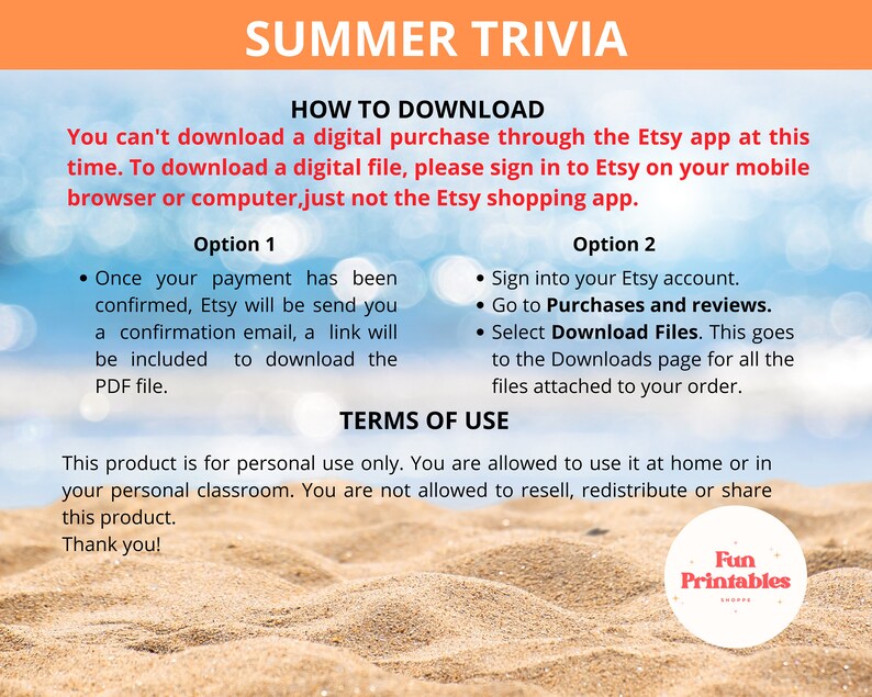Summer Trivia Game,summer Office,summer Quiz,summertime Game,pool Party ...