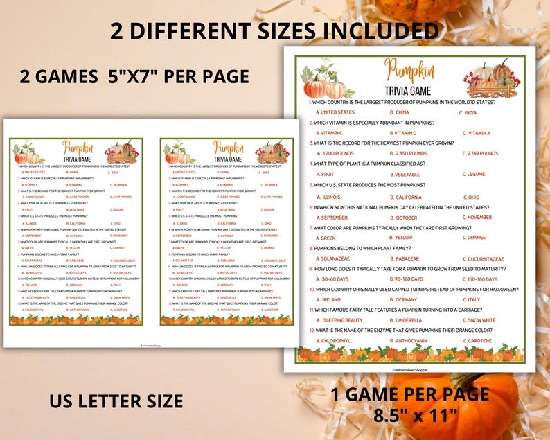 Pumpkin Trivia Game,fall Trivia,autumn Trivia,pumpkin Quiz,october ...