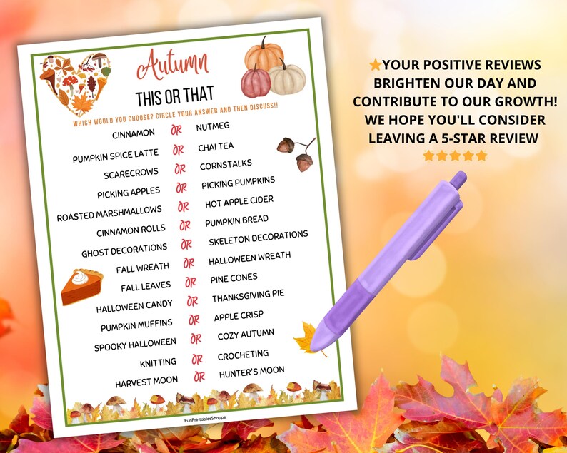 Fall This or That,fall Trivia,autumn Party Game,fall Time Activities ...