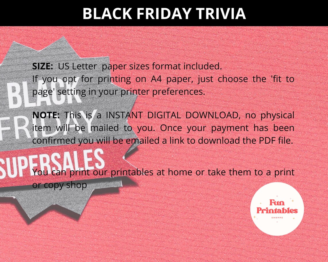 Black Friday Trivia,november Trivia Game,month Trivia Game,november ...