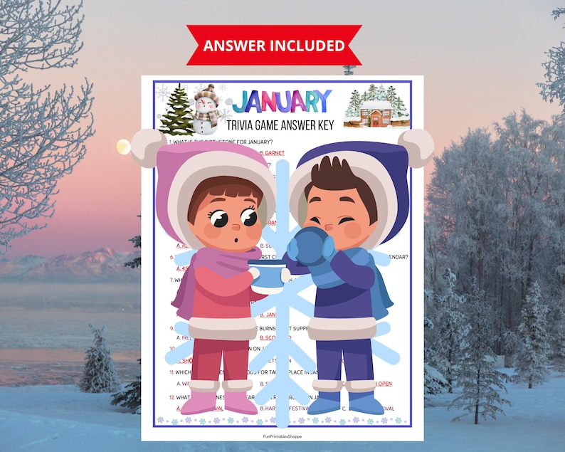 January Trivia Game,winter Trivia,month Trivia,january Quiz,holiday ...