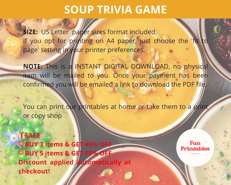 Soup Trivia Game,food Trivia,soup Cook-off Game,foodie Trivia,soup Fact ...