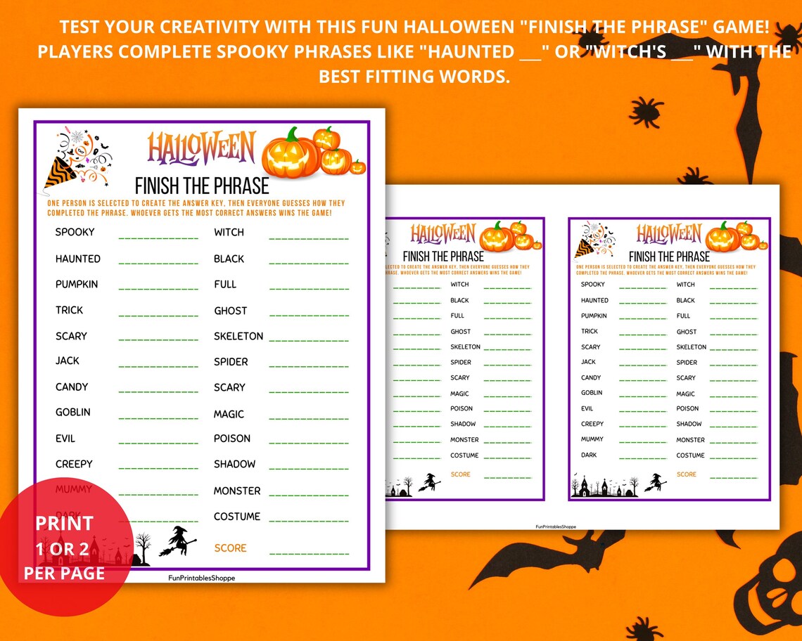 Halloween Finish the Phrase,halloween Party Game,halloween Quiz ...
