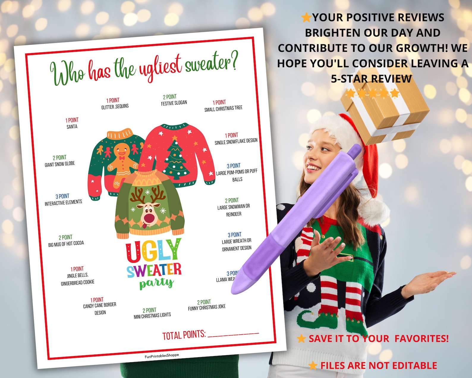 Who Has the Ugliest Sweater,christmas Ugly Sweater,xmas Icebreaker ...