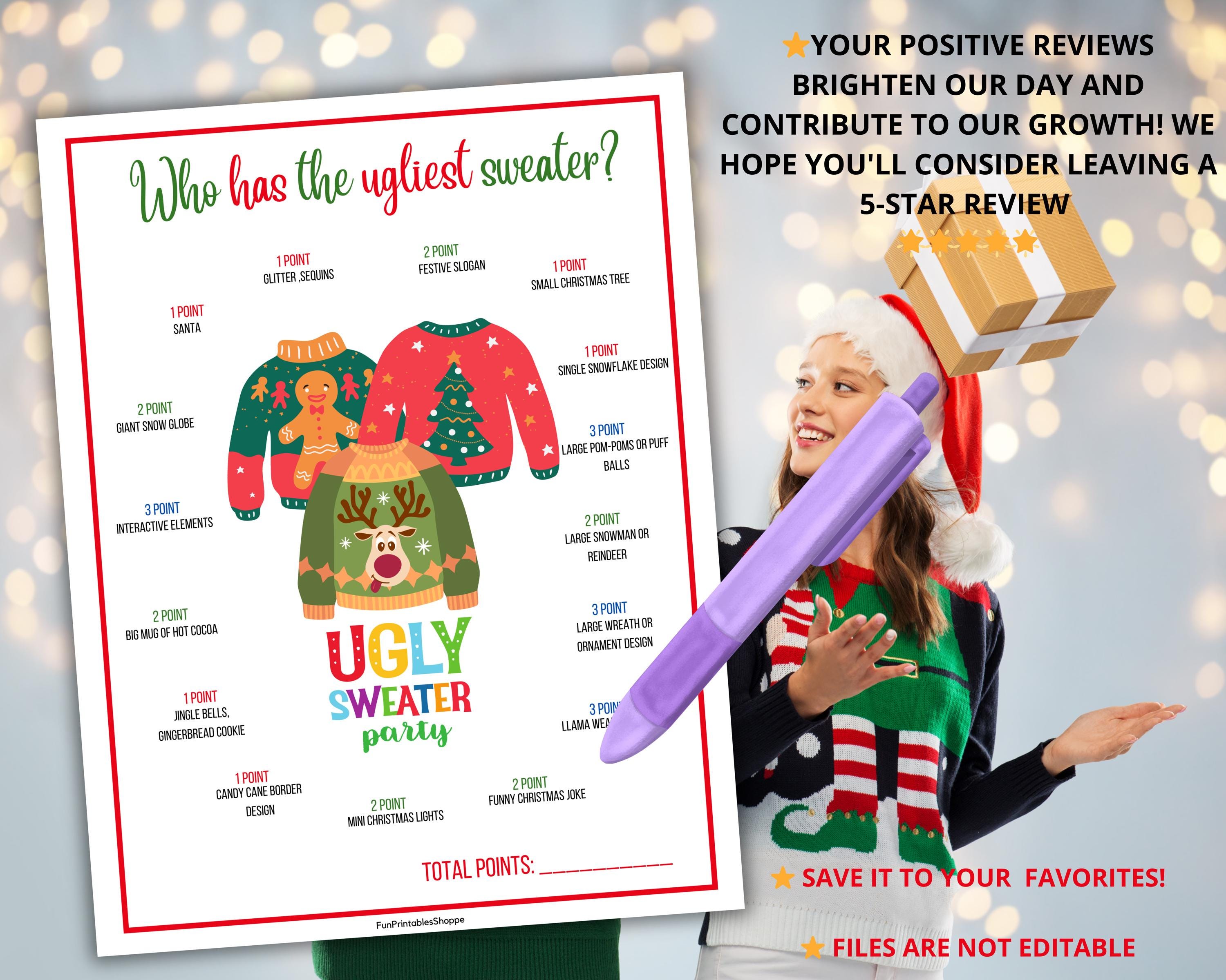 Who Has the Ugliest Sweater,christmas Ugly Sweater,xmas Icebreaker ...