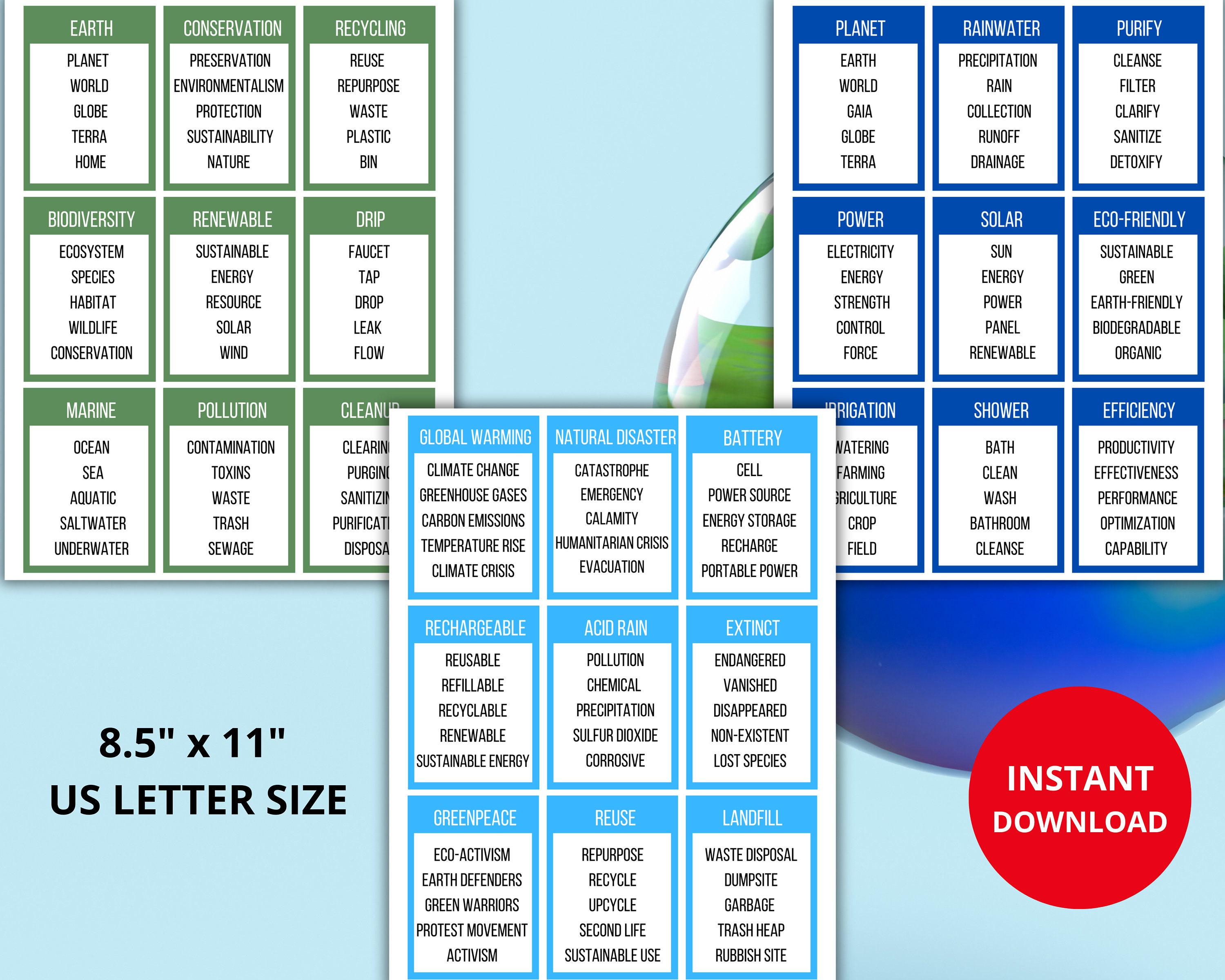 Earth Day Taboo Card Game,taboo Game, Earth Day Activity,spring ...