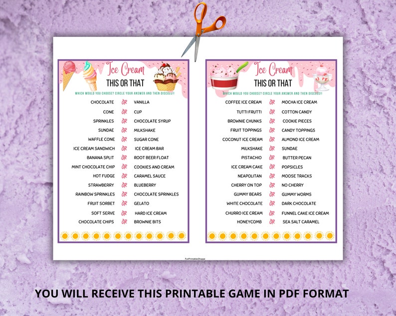 Ice Cream This or That,ice Cream Party Games,summer Activities,ice ...