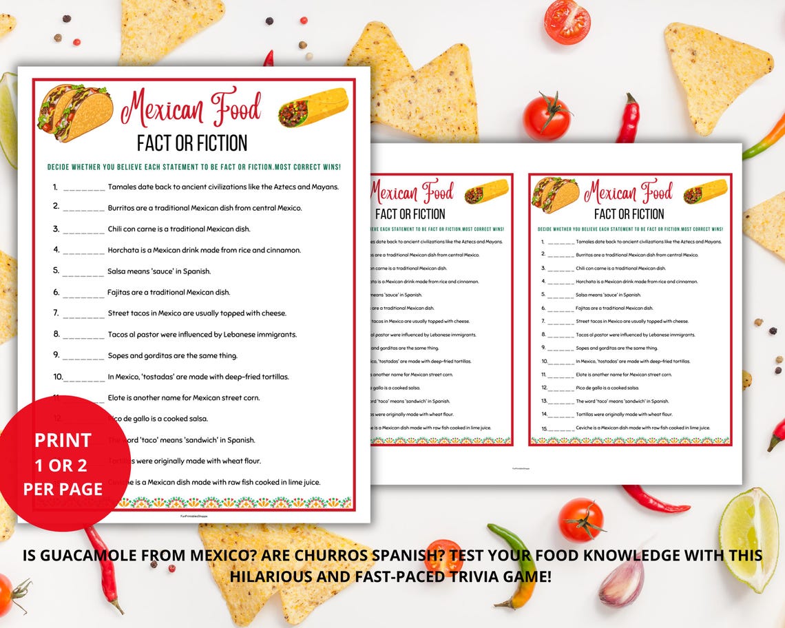 Mexican Food Fact or Fiction,mexican Food Trivia,mexico Trivia Quiz ...