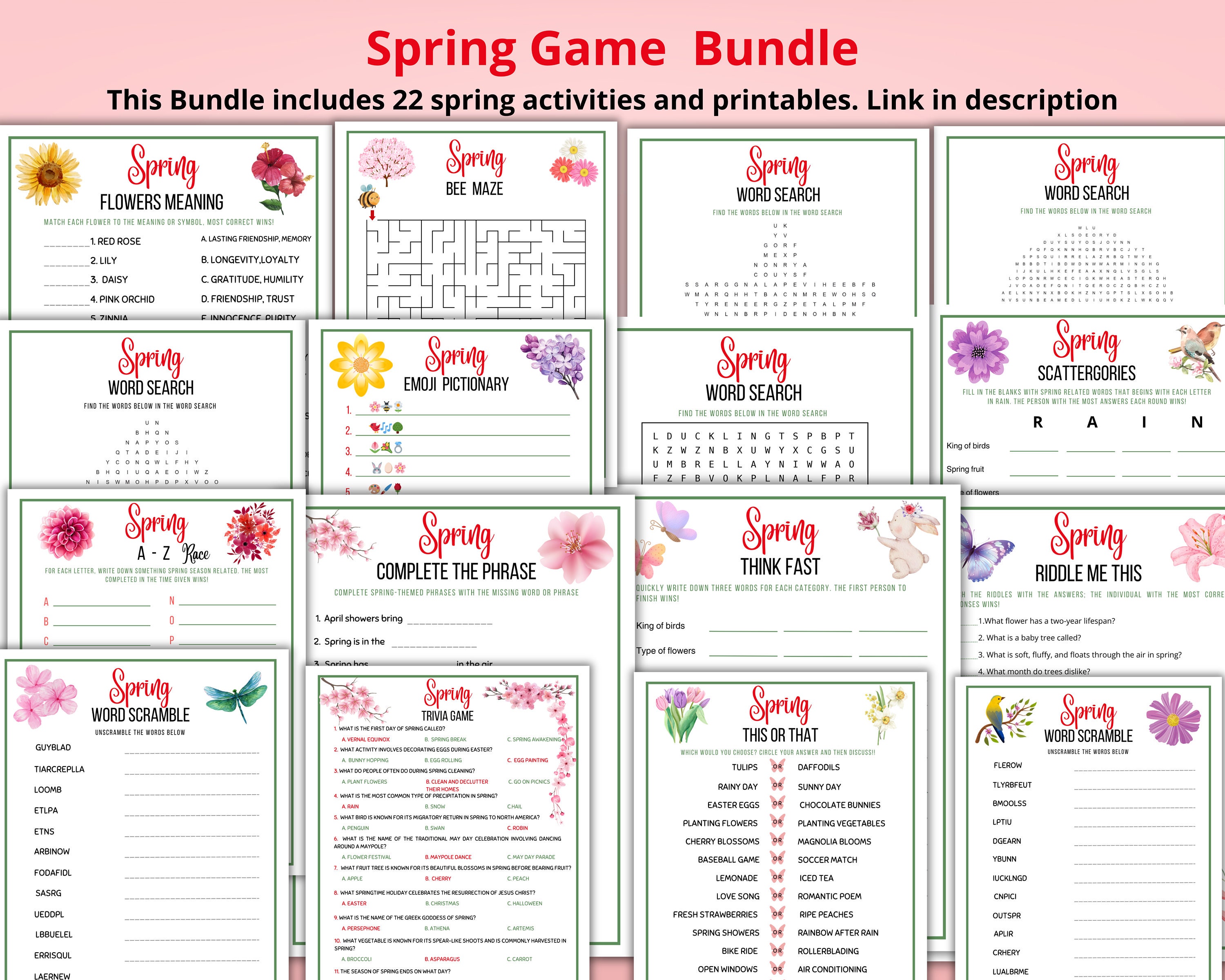 Spring Emoji Game, Spring Party Game, Spring Season Game,family Game ...