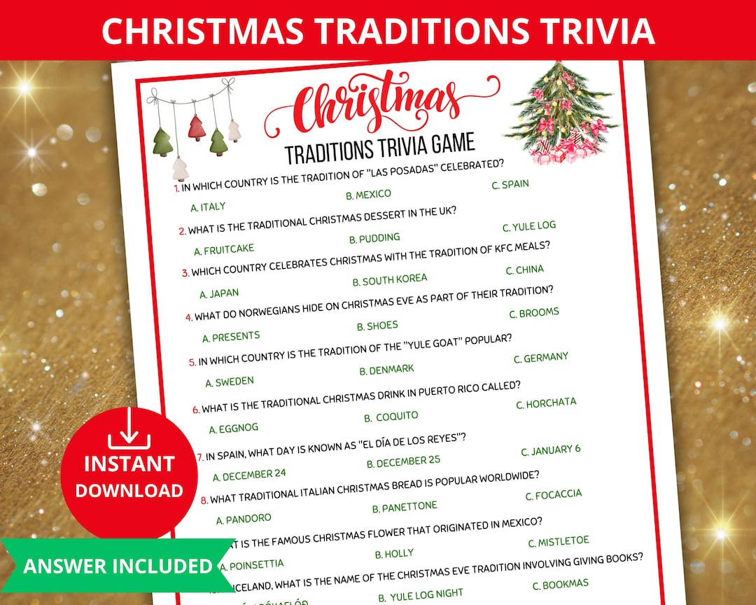 Christmas Traditions Trivia,christmas Quiz,xmas Traditions Around the ...