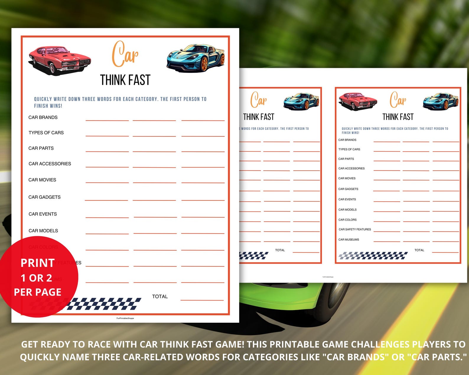 Car Think Fast Game,car Trivia Game,car Party Idea,auto Trivia,vehicle ...