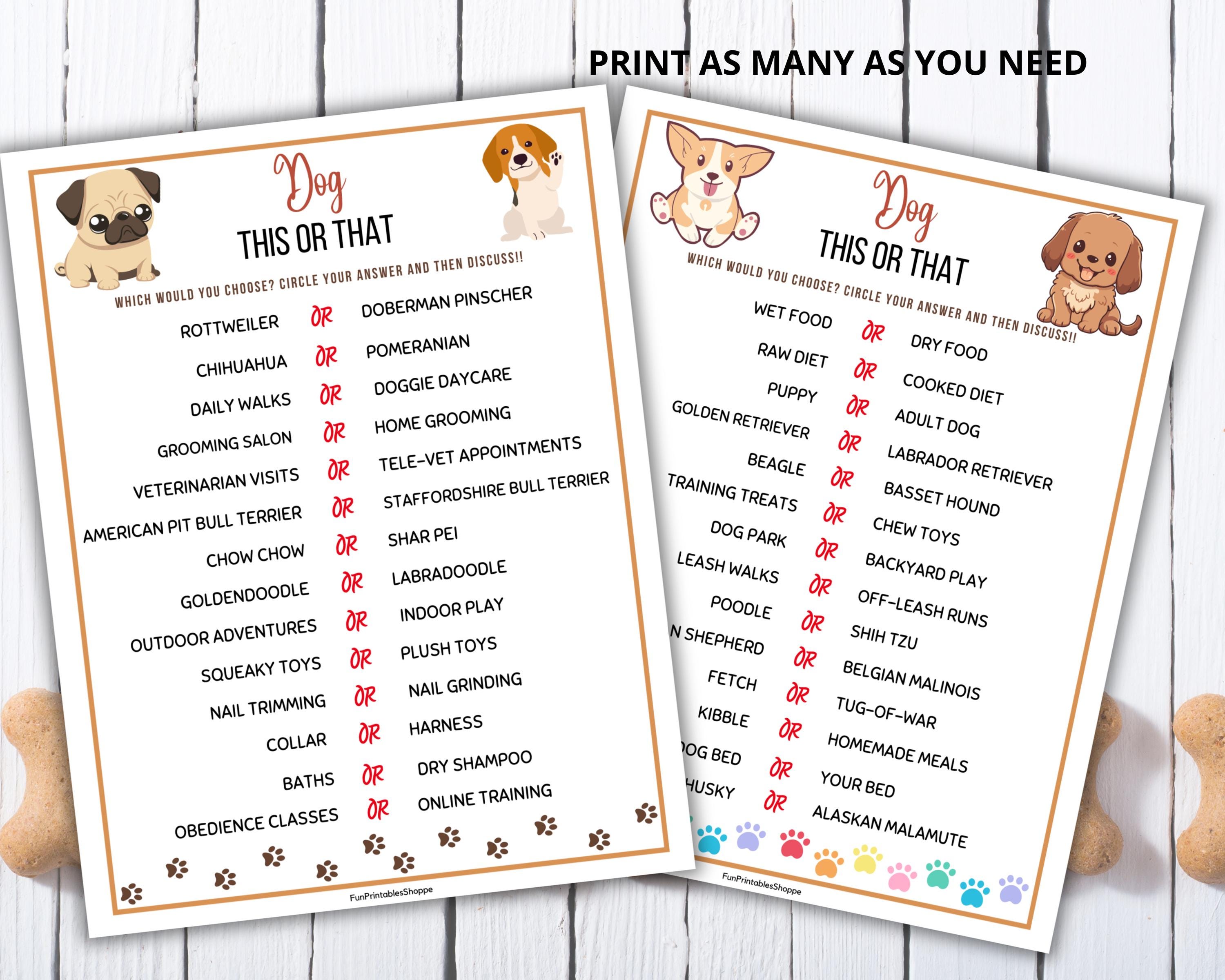 Dog This or That,dog Party Games,dog Activity,fun Pets Games,dog ...