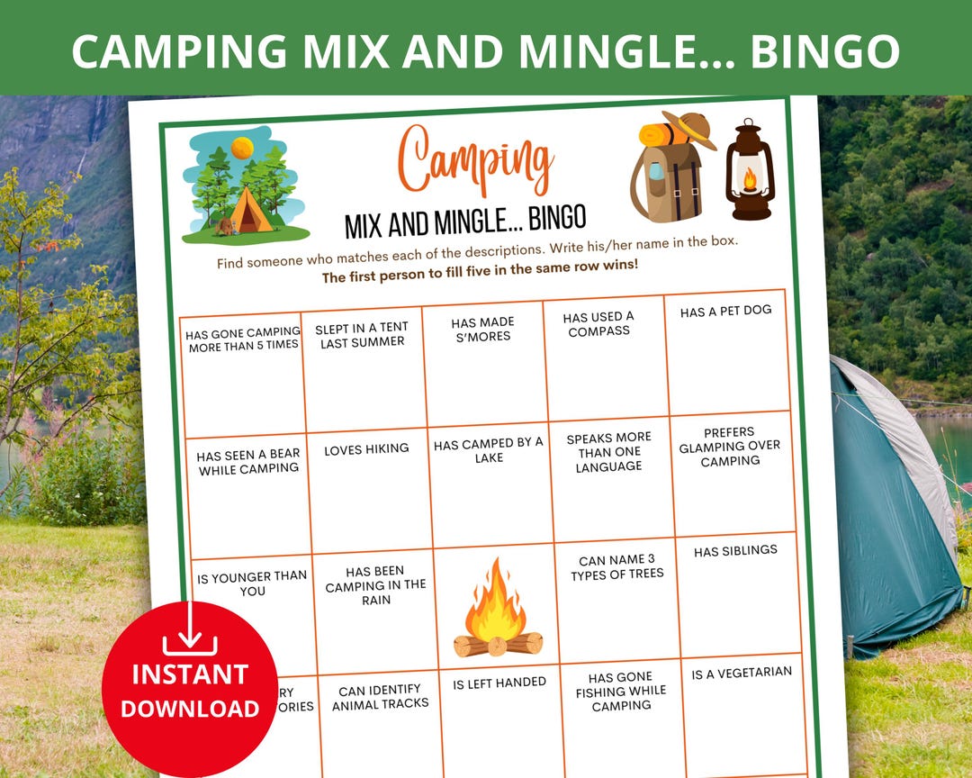 Camping Find Someone Who,camping Find the Guest Game,camping Mix and ...